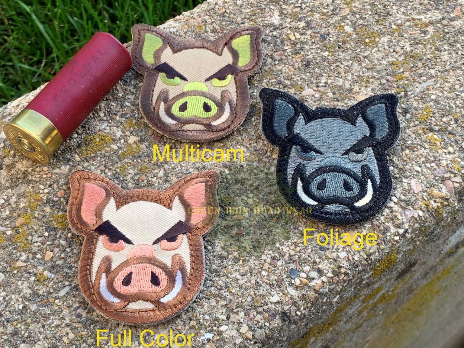 Pig Boar Warthog Head Embroidered Patch | Green Iron Road Wear