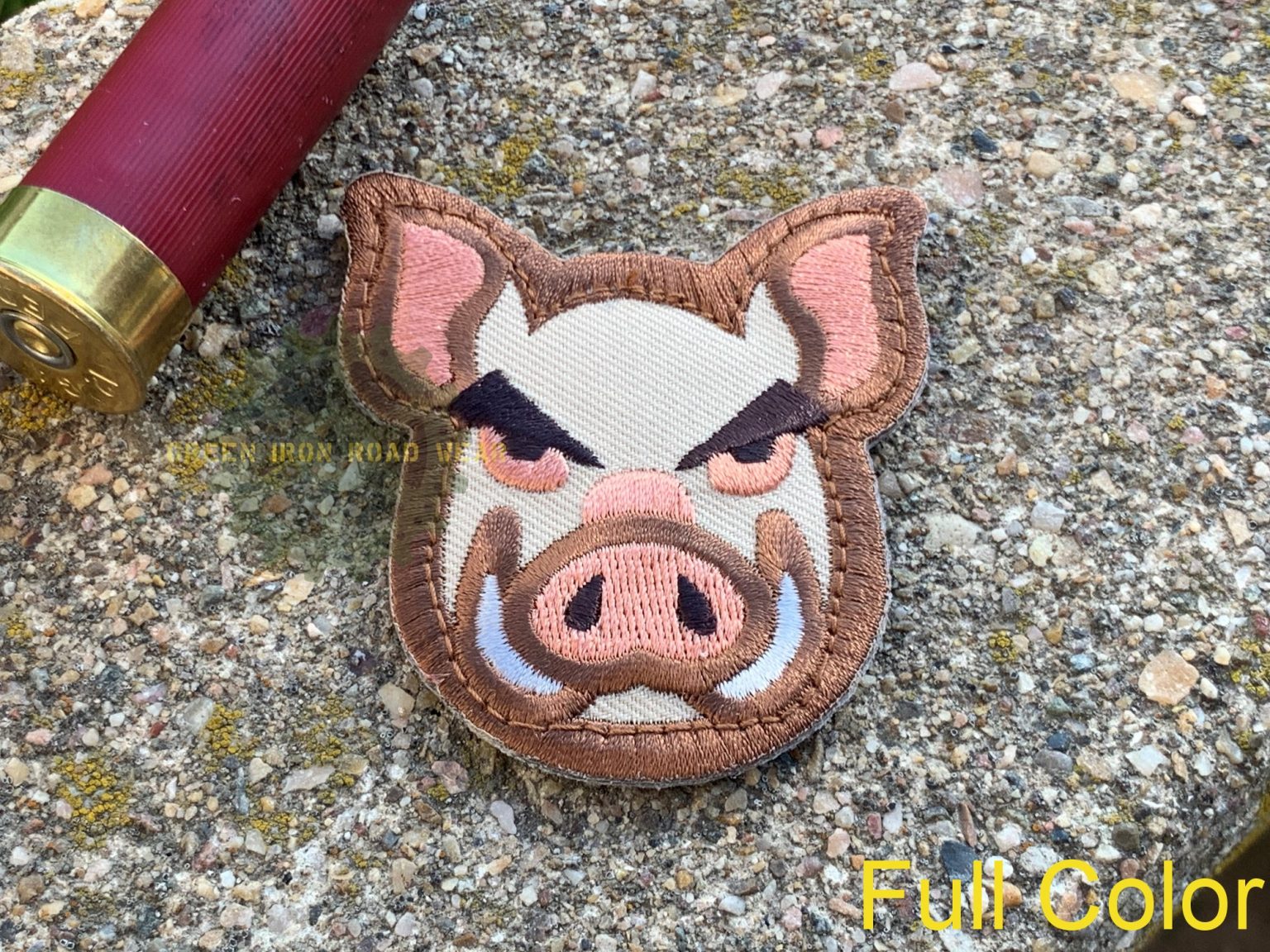 Pig Boar Warthog Head Embroidered Patch | Green Iron Road Wear