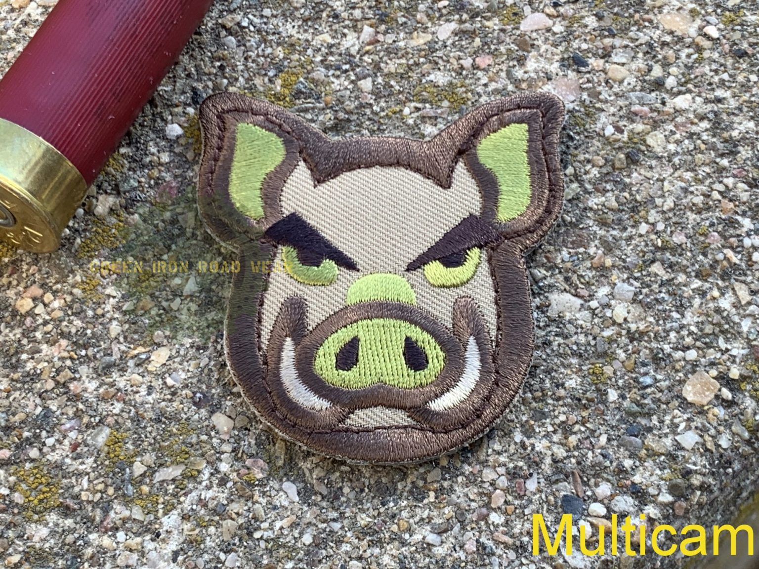Pig Boar Warthog Head Embroidered Patch | Green Iron Road Wear