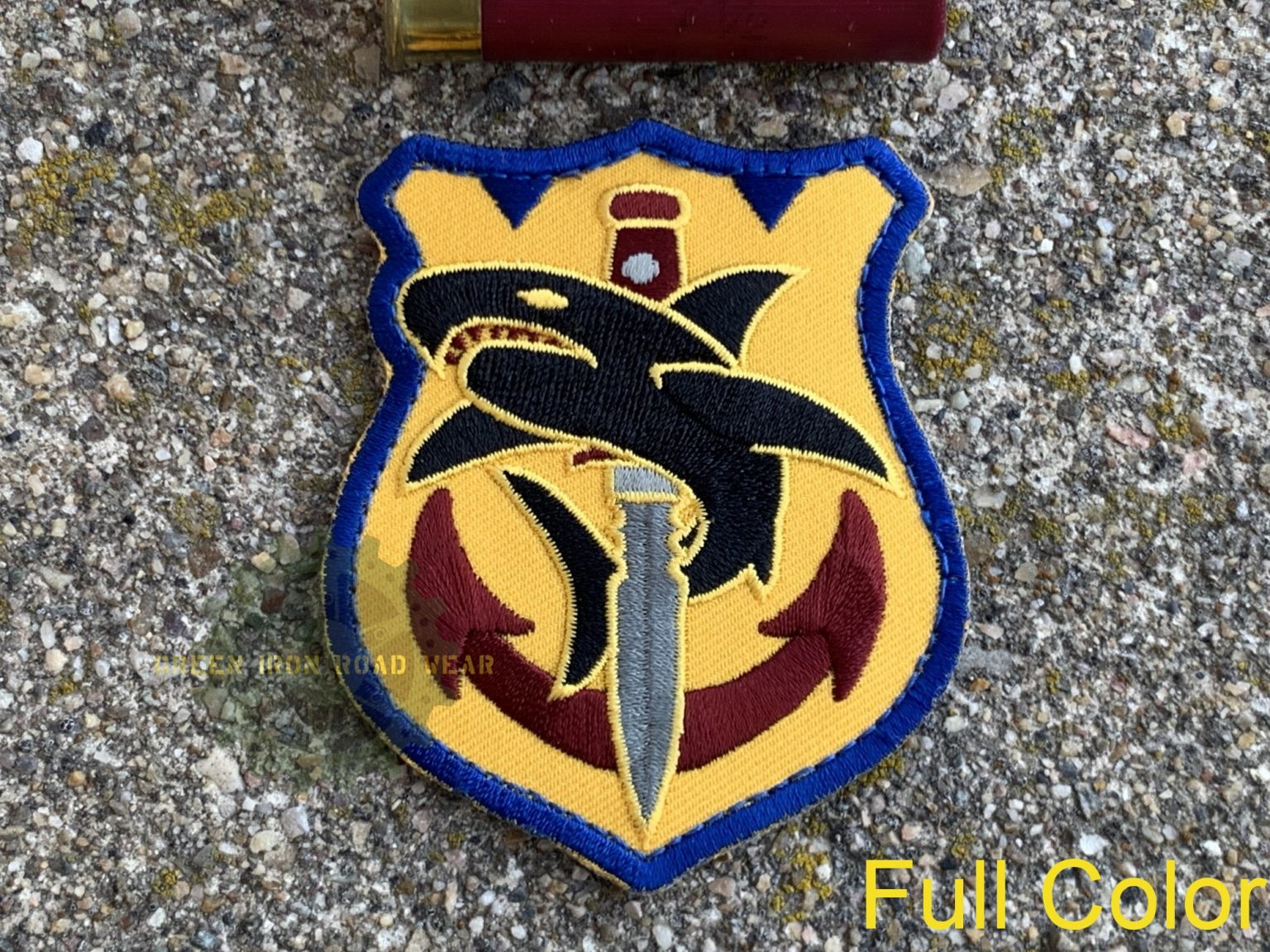 Tactical Shark Embroidered Morale Patch | Green Iron Road Wear