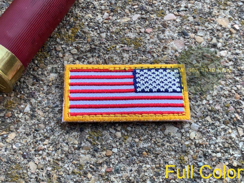 US Flag Mini Reverse Embroidered Patch – Green Iron Road Wear