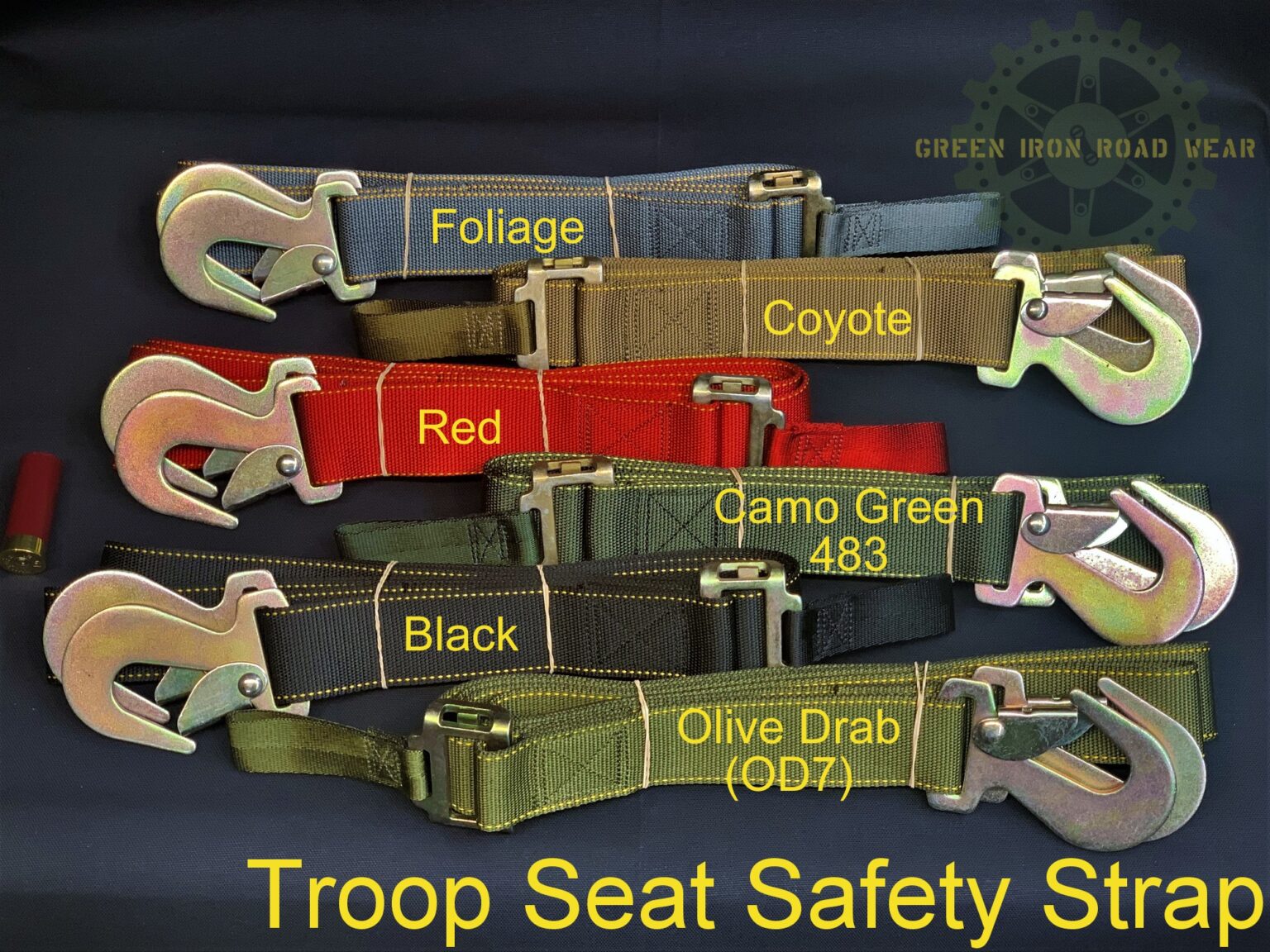 Troop Seat Safety Strap for Military Cargo Trucks | Green Iron Road Wear